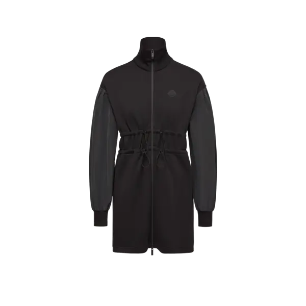 Moncler Cotton Fleece Zip-up Sweater Dress - Black
