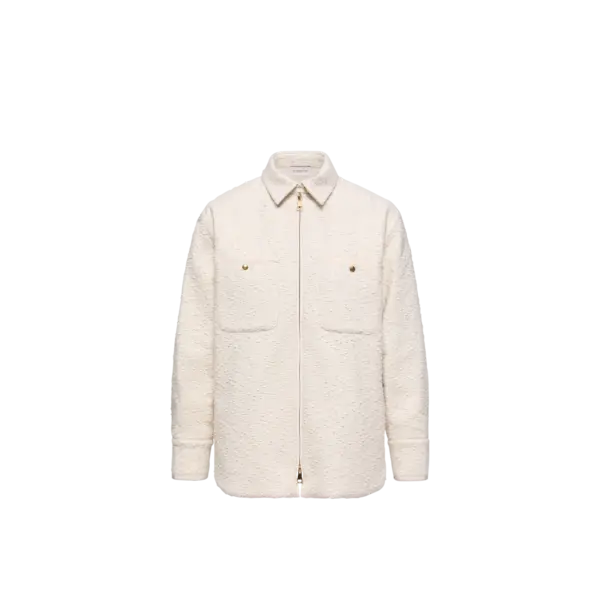 Moncler Cotton Blend Bouclé Down Shirt Jacket