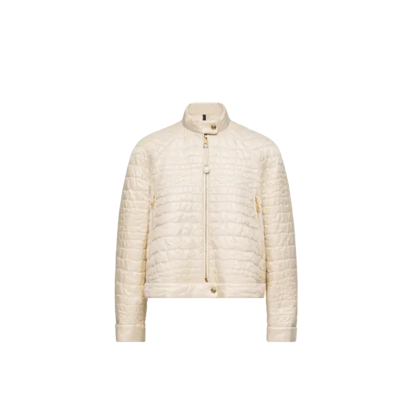 Moncler Aubrieta Geometric-quilted Short Down Jacket - Beige