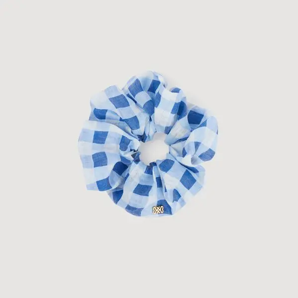 Sandro Gingham Scrunchie - Blu / White