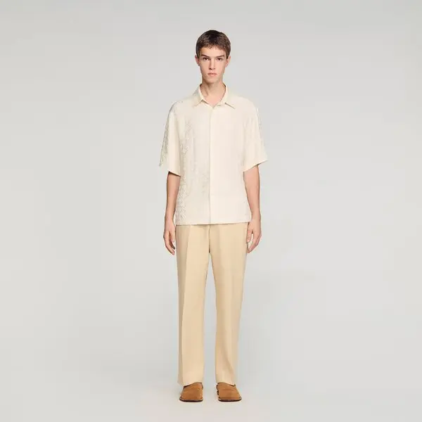 Sandro Square Cross Loose-fit Shirt - White