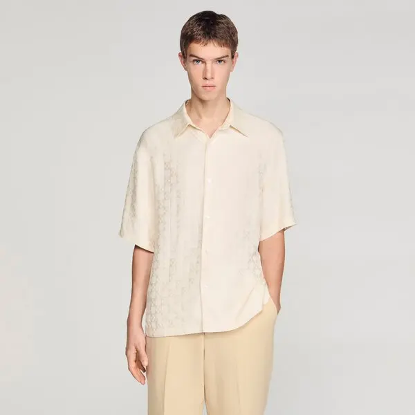Sandro Square Cross Loose-fit Shirt - White