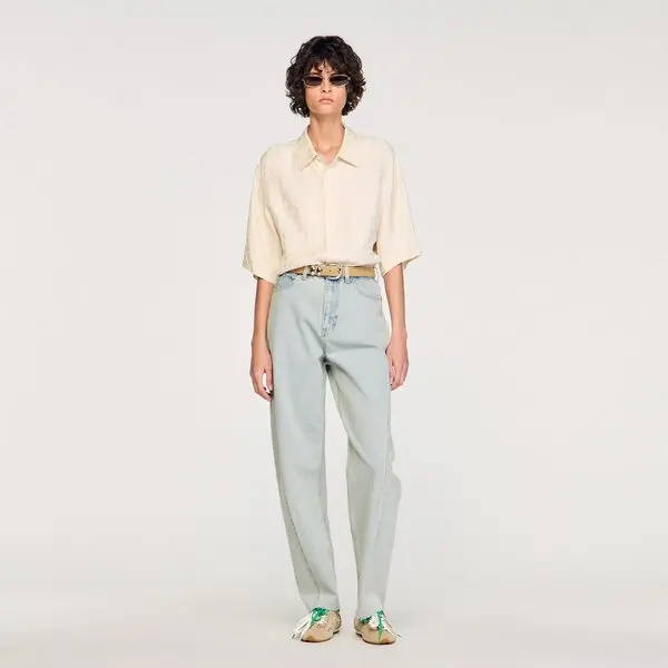 Sandro Square Cross Loose-fit Shirt - White