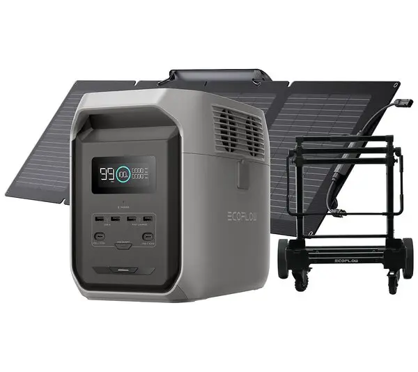 ECOFLOW Delta 3 1500wh Power Station W/trolly & 110w Solarpanel - One-color