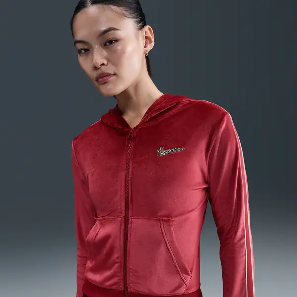 Nike Sportswear Full-zip Long-sleeve Hooded Top - Red