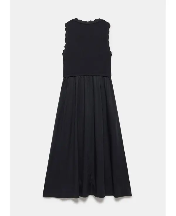 Mint Velvet Sleeveless Midi Dress With Scallop Trim - Black