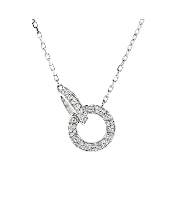 CARTIER Love Interlocking Pave Necklace - White