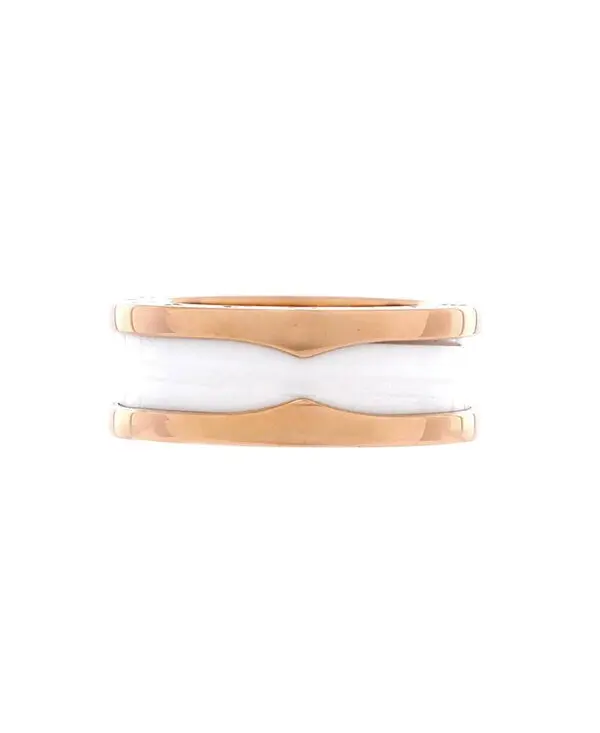 BVLGARI B.zero1 Two Band Ring 18k Rose Gold And Ceramic - Pink