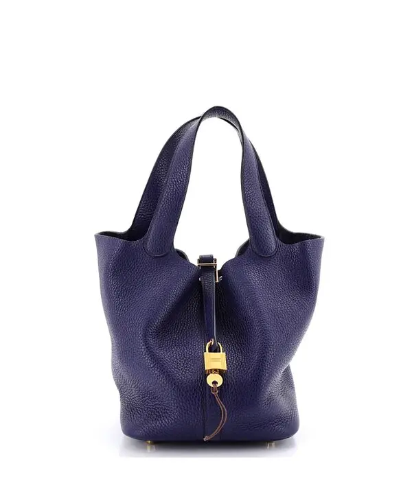 Hermès Mm Picotin Lock Bag Clemence - Blue