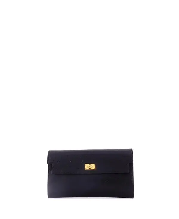 HERMES Long Kelly Pocket Wallet Chevre Chamkila - Black