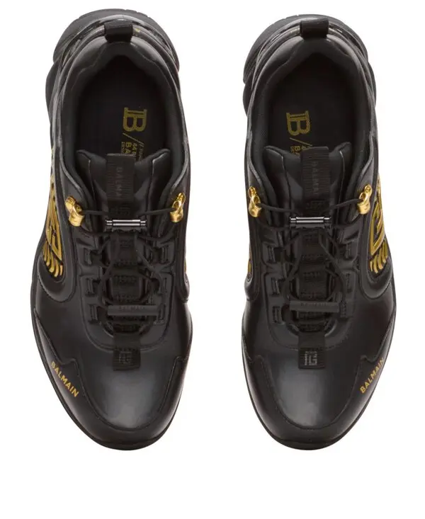 Balmain Glazed Leather Trainer