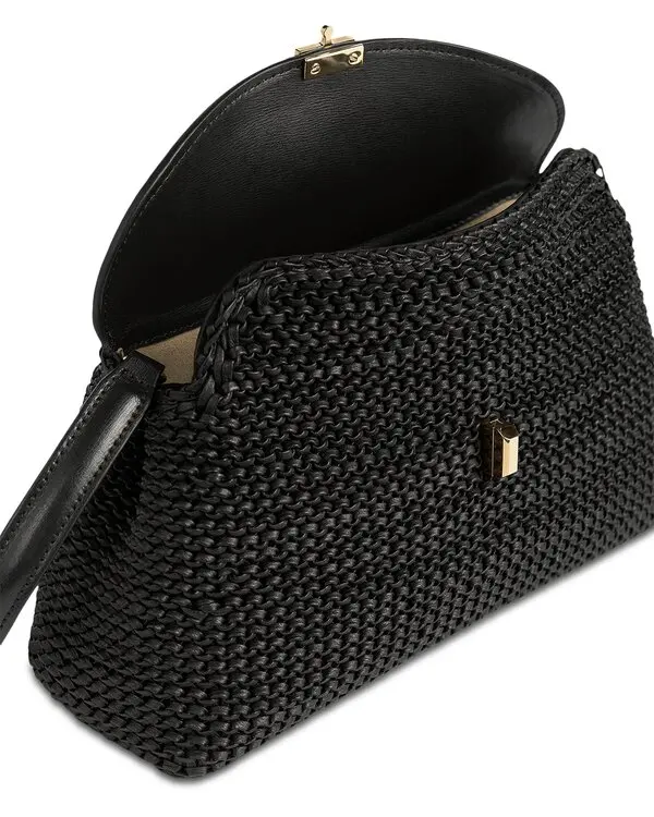 TOTEME T-lock Woven Leather Convertible Clutch - Black