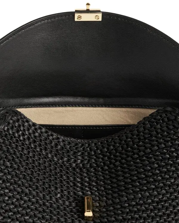 TOTEME T-lock Woven Leather Convertible Clutch - Black
