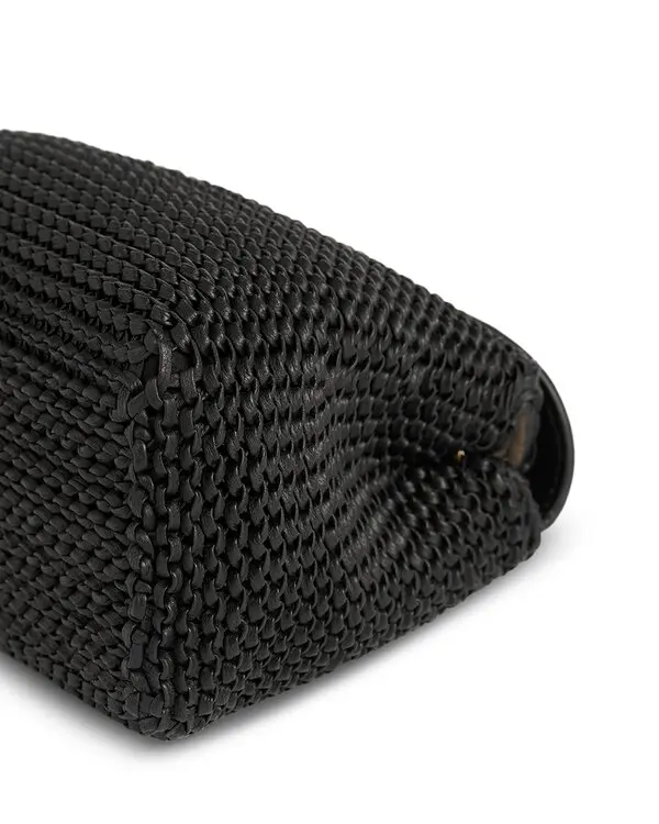 TOTEME T-lock Woven Leather Convertible Clutch - Black