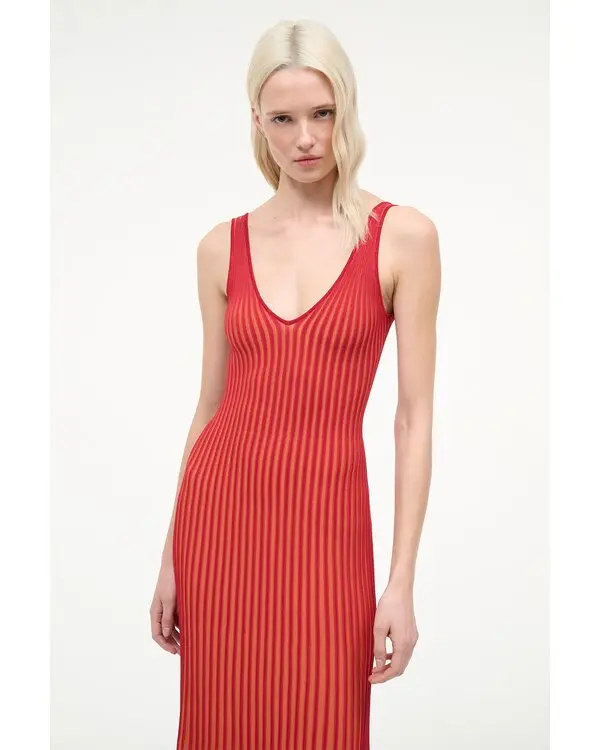 staud claretta backless pleated rib-knit dress Staud Navy Claretta Maxi Dress Staud