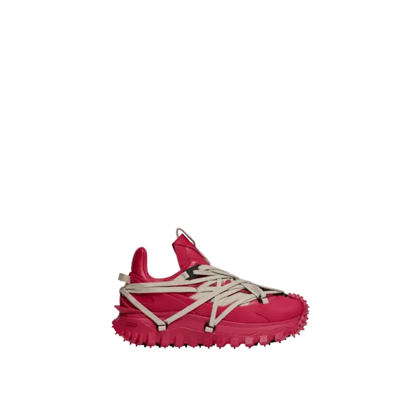 MONCLER + RICK OWENS Trailgrip Megalace Leather Trainers - Red