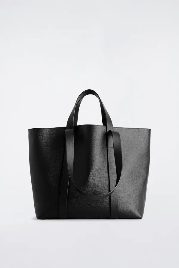 Cos Tableau Leather Tote Bag - Black