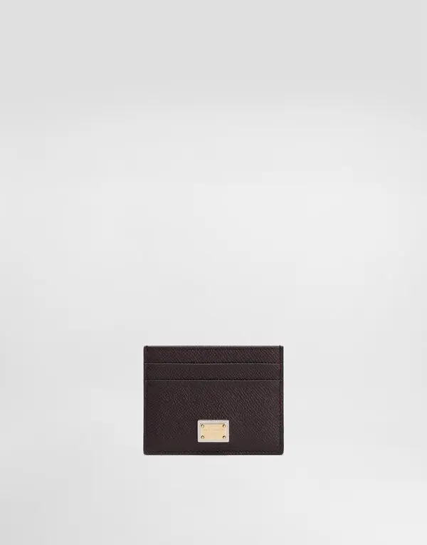 Dolce & Gabbana Calfskin Card Holder With Branded Plate - Purple