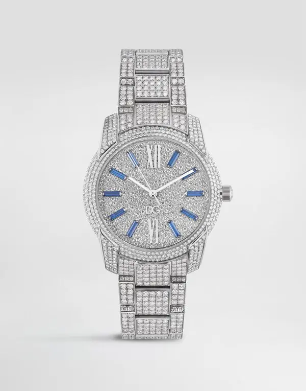 Dolce & Gabbana Dg7 18kt White Gold Diamond Bracelet Watch - Blue