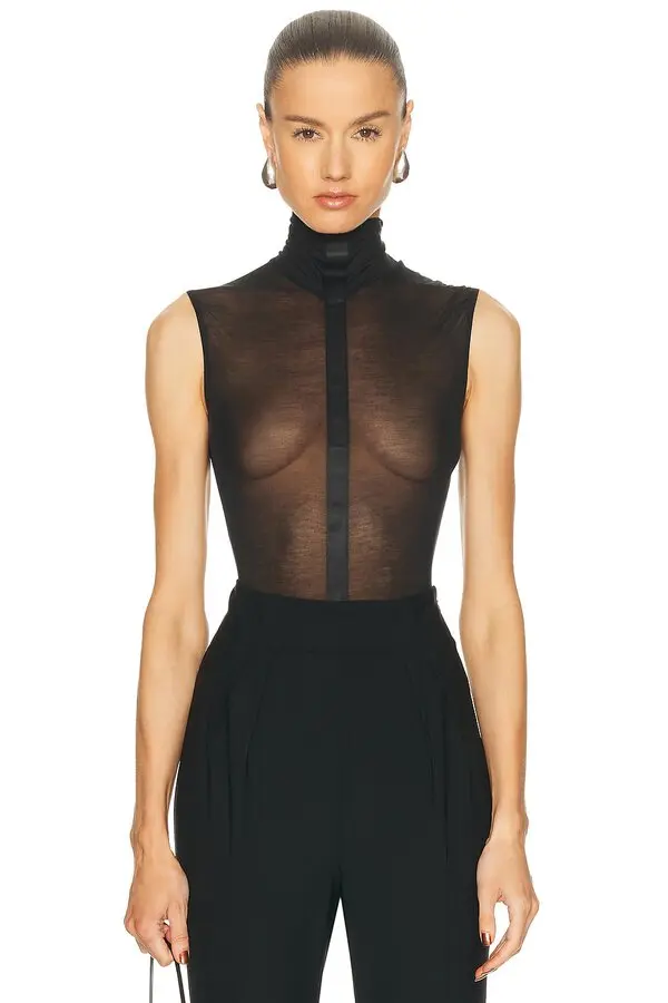 MUGLER Sheer Sleeveless Bodysuit