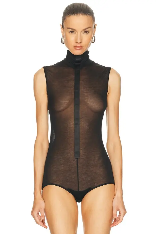 MUGLER Sheer Sleeveless Bodysuit