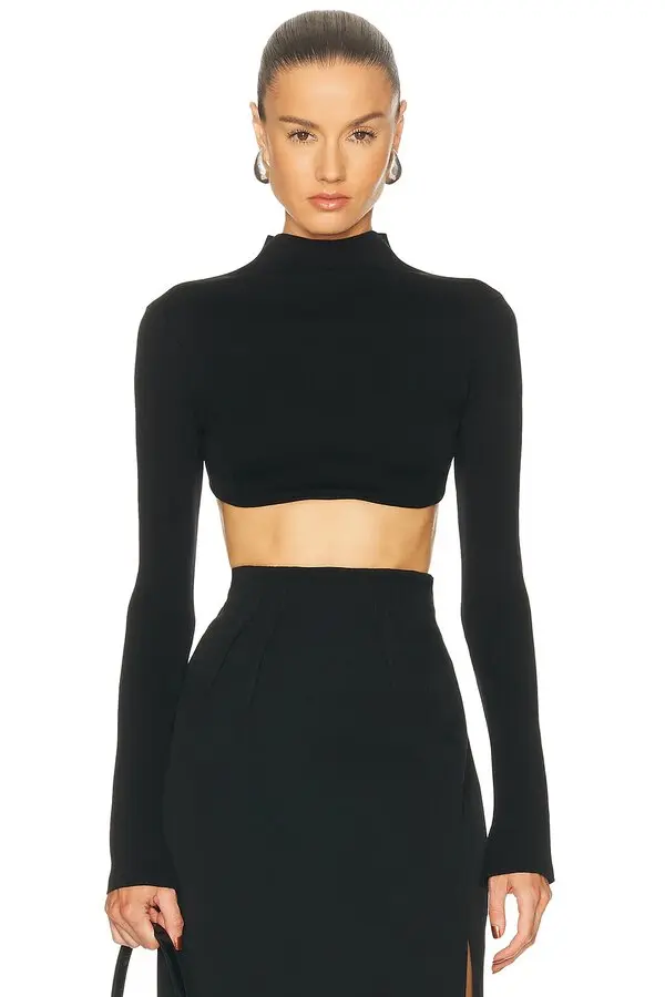 MUGLER Cropped Long Sleeve Top
