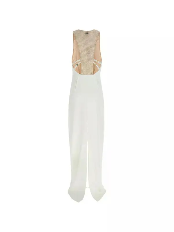 Elisabetta Franchi Maxi Dress In Lightweight Crepe With Crystal Embellishments