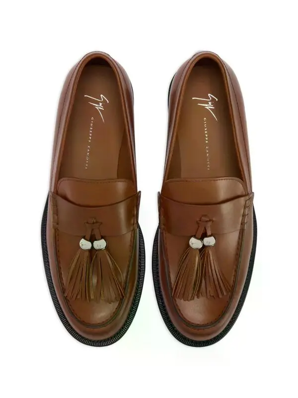 GIUSEPPE ZANOTTI Tassel Leather Loafers - Brown