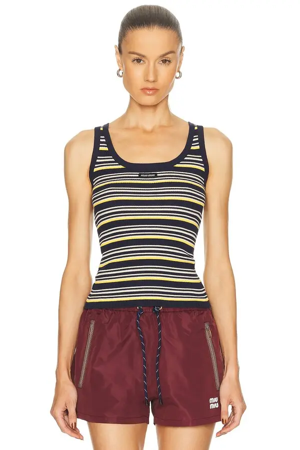 Miu Miu Striped Tank Top - Bleu