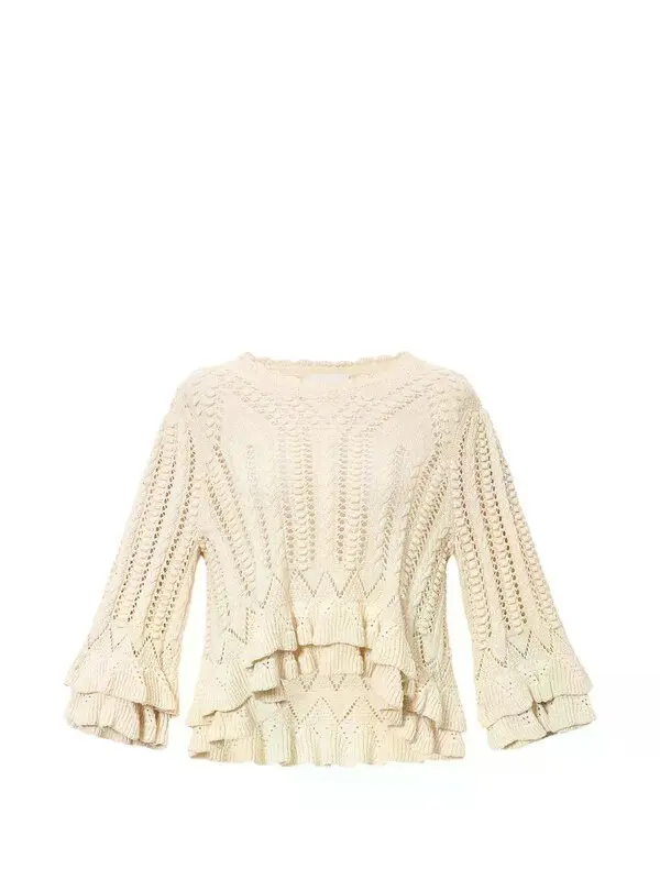MARANT ETOILE Norma Ruffled Pullover - Neutrals