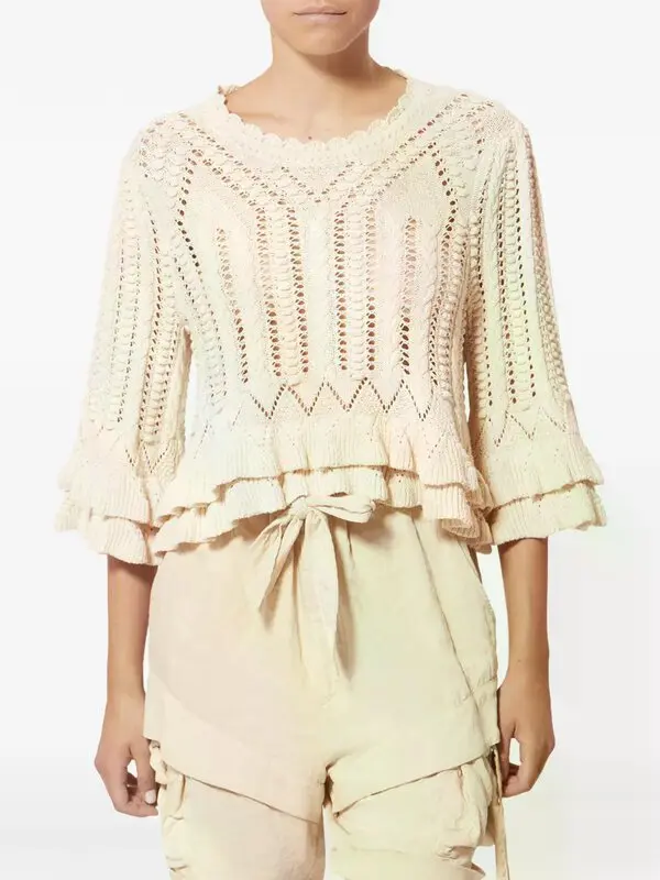 MARANT ETOILE Norma Ruffled Pullover - Neutrals