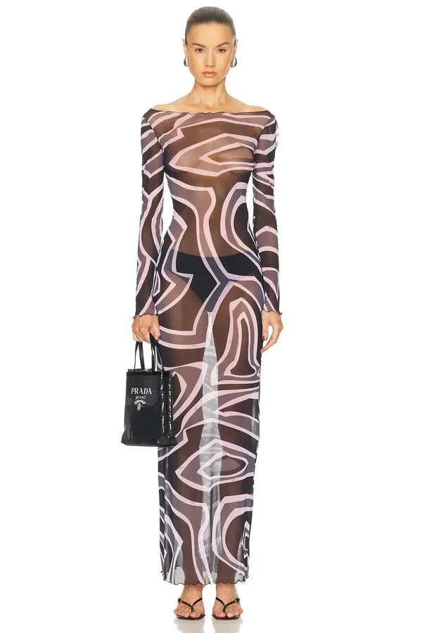 Emilio Pucci Long Sleeve Dress - Black & Pink