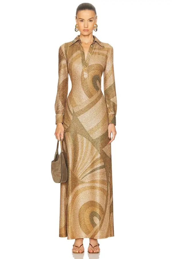 Emilio Pucci Long Sleeve Maxi Dress