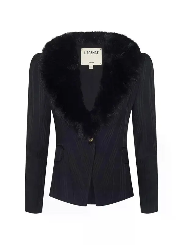 L'Agence Kaisley Fur-trim Blazer - Black