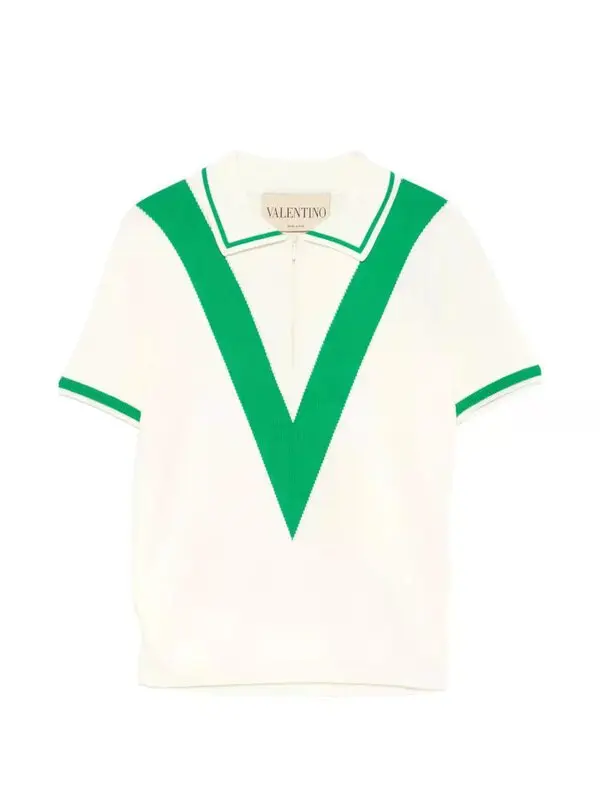 Valentino Garavani V-neck Polo Top - Neutrals
