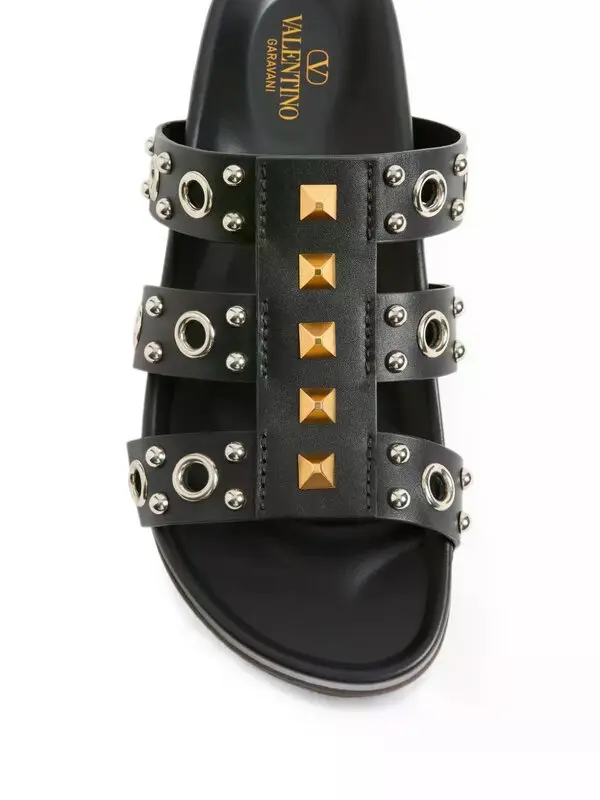 Valentino Garavani Studded Calfskin Slide Sandals