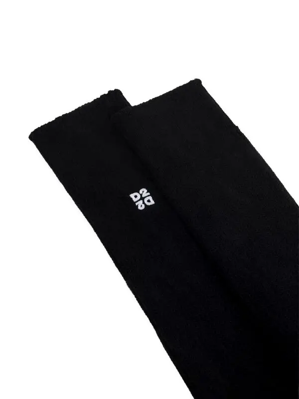 Dsquared2 Mid-crew Socks With Embroidered Logo - Black