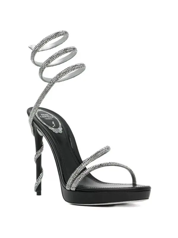 Rene Caovilla 105mm Margot Crystal Embellished Sandals - Black