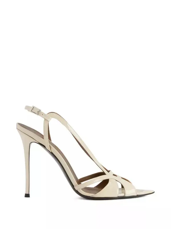 GIUSEPPE ZANOTTI Geometric Buckle Leather Sandals - Neutrals
