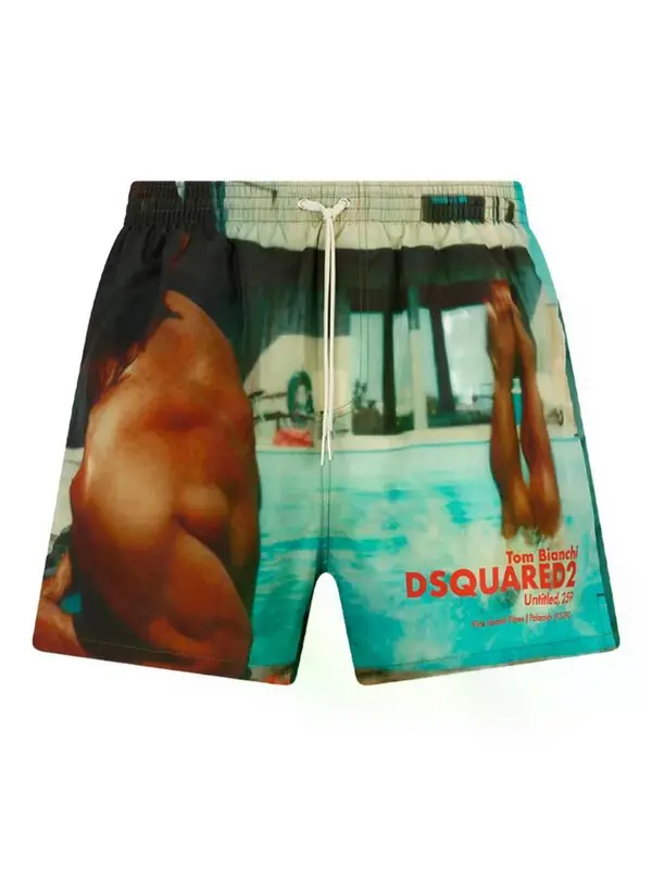 Dsquared2 Abstract-print Swim Shorts - Blue