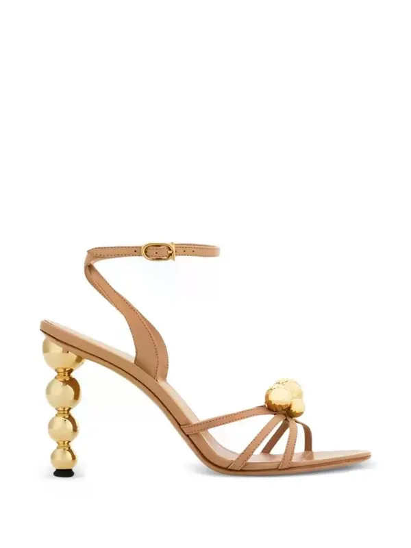 FERRAGAMO Gold-tone Sphere Embellishment Stiletto Heel Sandals - Neutrals