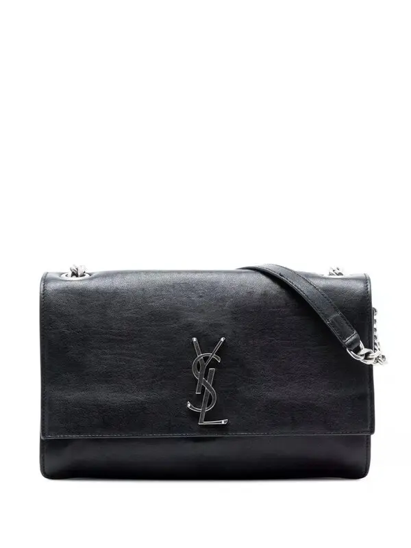 Saint Laurent 2018 Lambskin Monogram Flap Crossbody Bag - Black