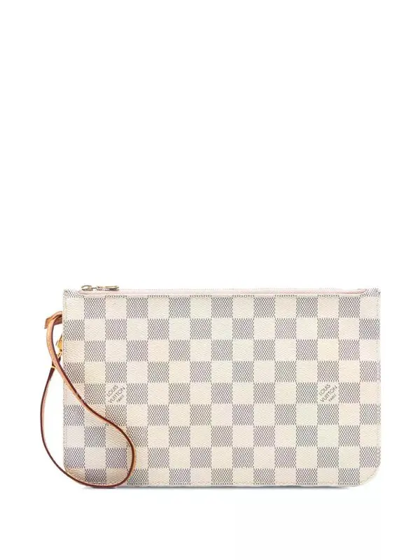LOUIS VUITTON Damier Azur Neverfull Mm Pouch 2019 - White
