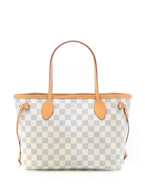 LOUIS VUITTON 2010 Damier Azur Neverfull Pm Tote Bag - White