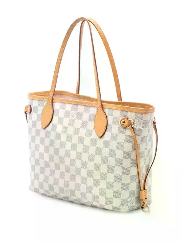 LOUIS VUITTON 2010 Damier Azur Neverfull Pm Tote Bag - White