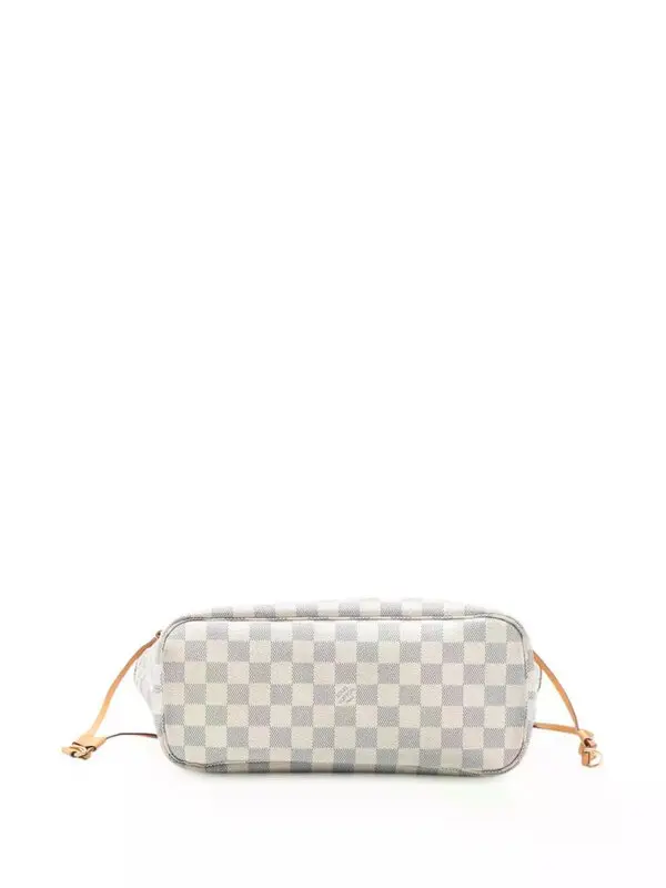 LOUIS VUITTON 2010 Damier Azur Neverfull Pm Tote Bag - White