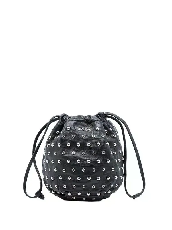 Prada 2000-2013 Studded Leather Drawstring Pouch