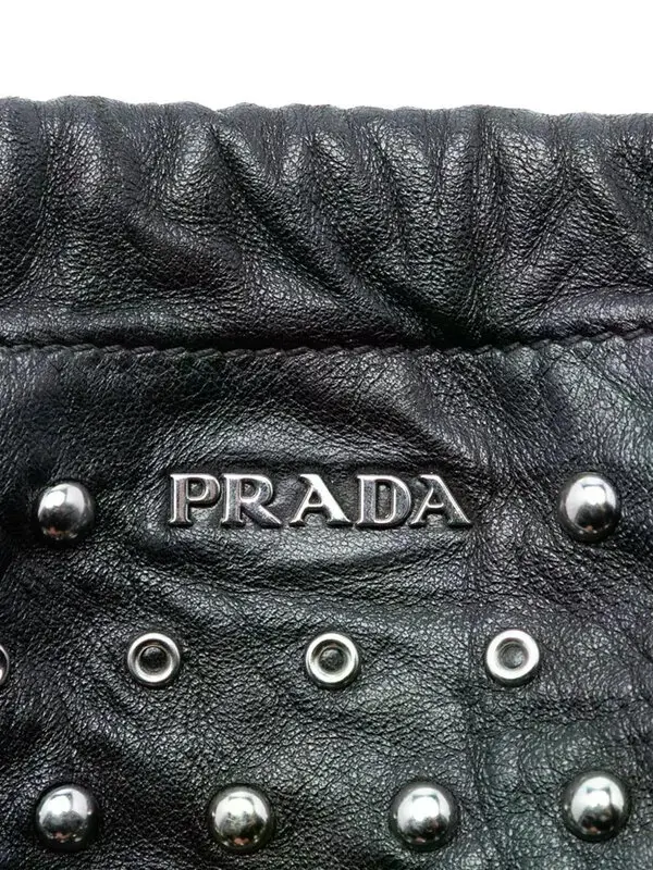 Prada 2000-2013 Studded Leather Drawstring Pouch