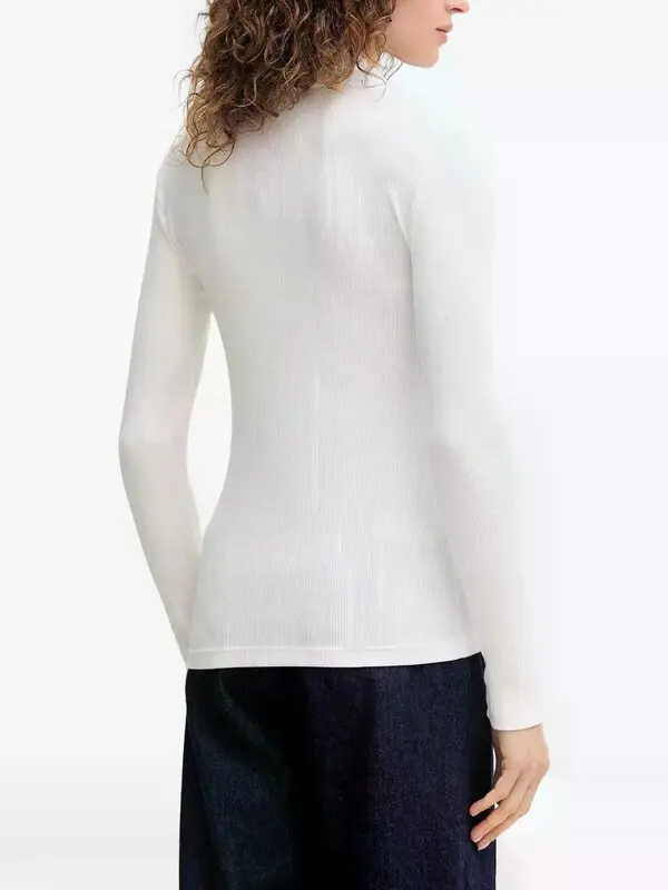 Lacoste Ribbed Long-sleeves Polo Shirt - White