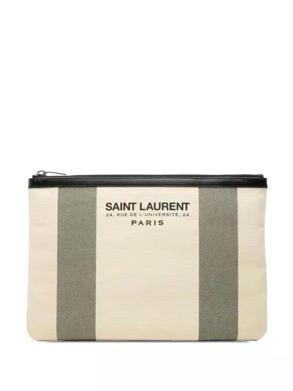 Saint Laurent 2015 Canvas Beach Zip Clutch